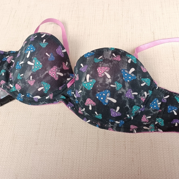 Intimates & Sleepwear | Mushroom Bra Pastel Rainbow Boho Black Pink ...